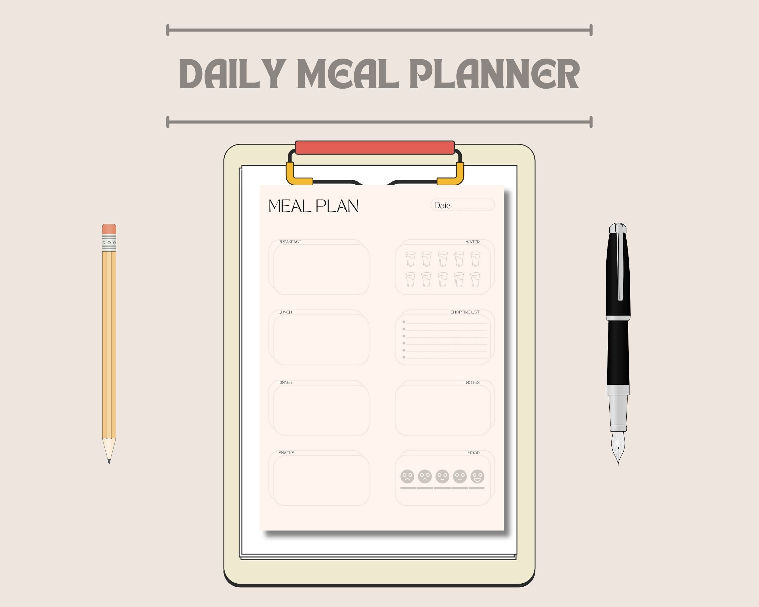 Meal Plan Daily Meal Plan Meal Planner Printable Food - Etsy