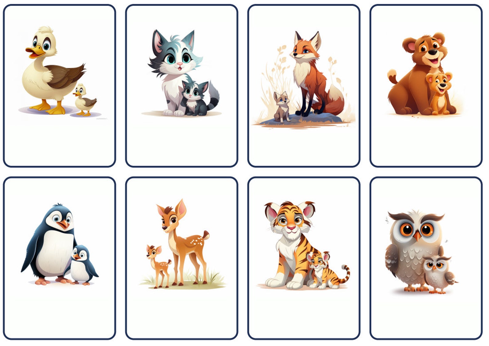 Baby Animal Flash Cards - 16 Unique Baby Animals -printable - Instant ...