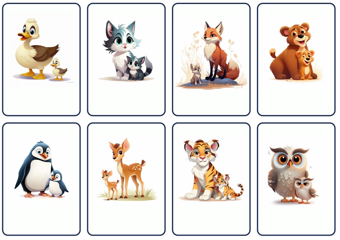 Baby Animal Flash Cards 16 Unique Baby Animals printable Instant ...