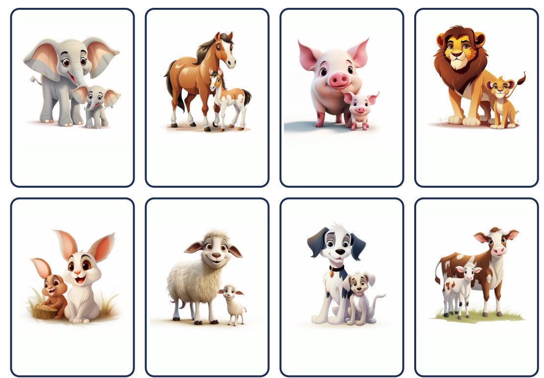 Baby Animal Flash Cards 16 Unique Baby Animals printable Instant ...