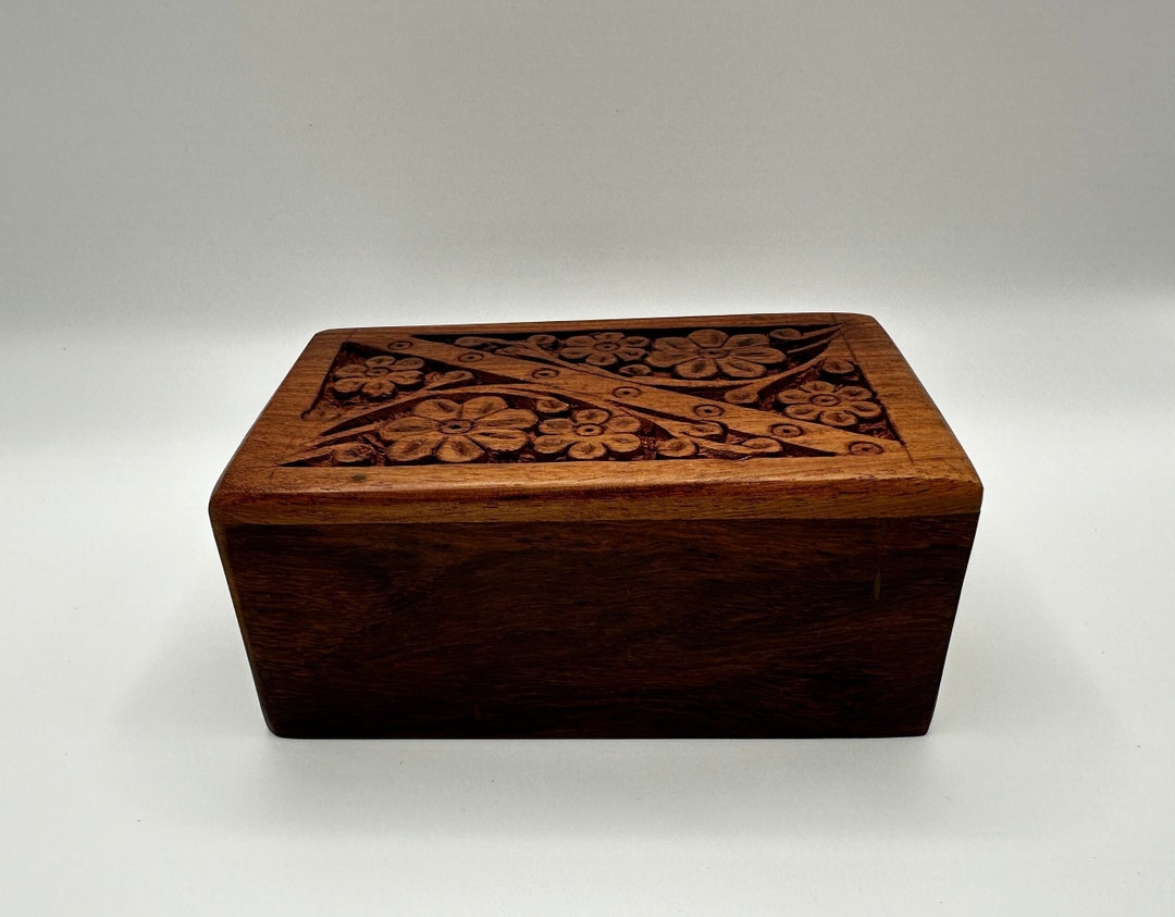 Floral Carved Urn Box - Etsy