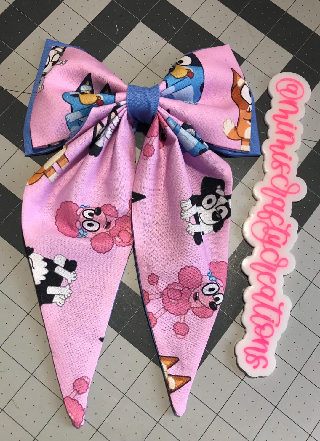 Bluey Blue Cartoon Dog Cotton Fabric Coquette Hair Bow - Etsy