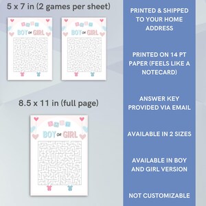 PRINTED & SHIPPED - Printable Gender Reveal Puzzle Maze Game | Gender ...