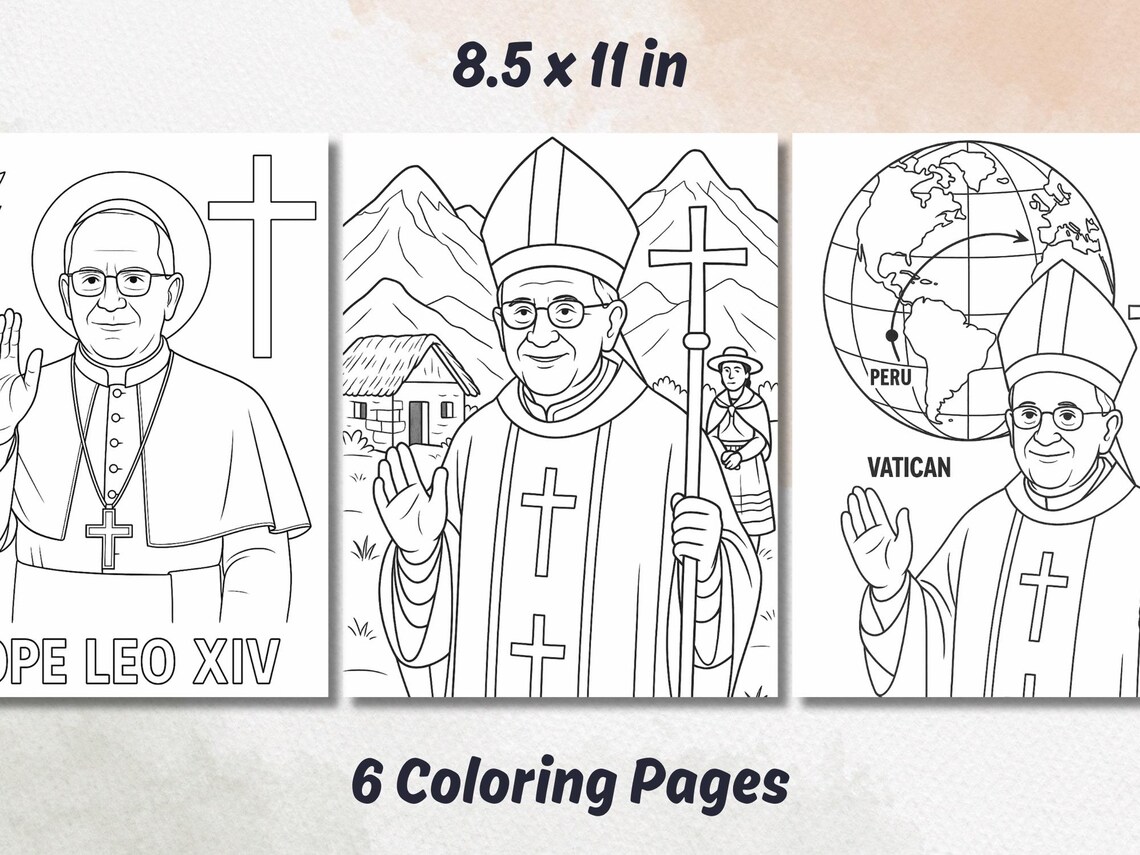 Pope Leo XIV Coloring Page | Robert Francis Prevost Coloring Worksheet ...