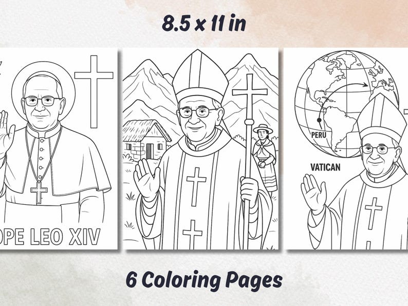 Pope Leo XIV Coloring Page | Robert Francis Prevost Coloring Worksheet ...