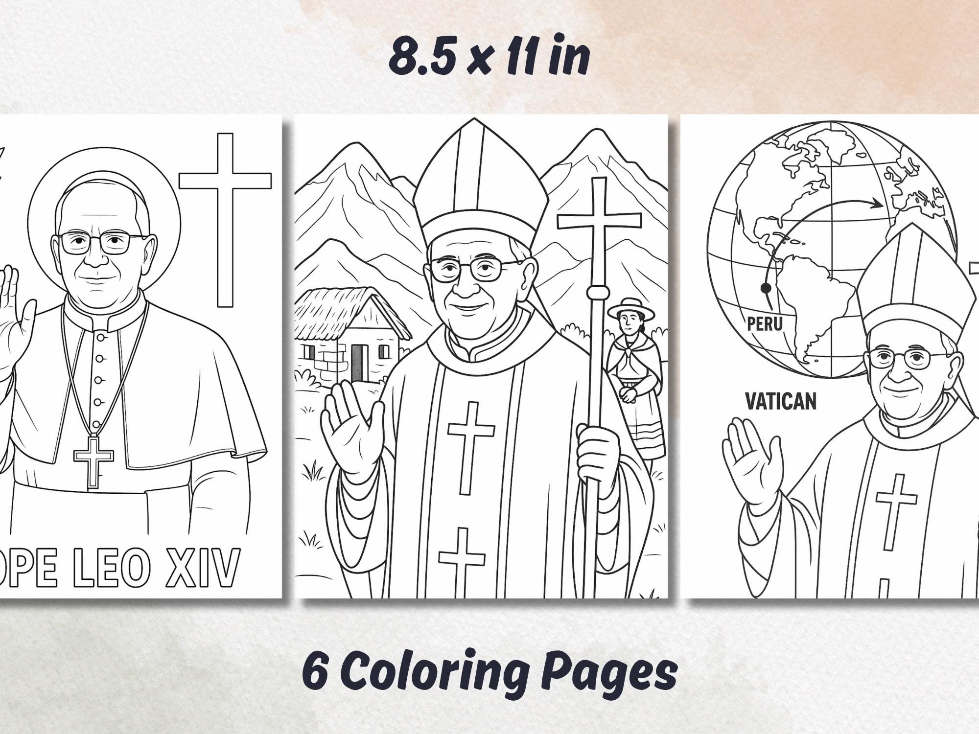 Pope Leo XIV Coloring Page | Robert Francis Prevost Coloring Worksheet ...
