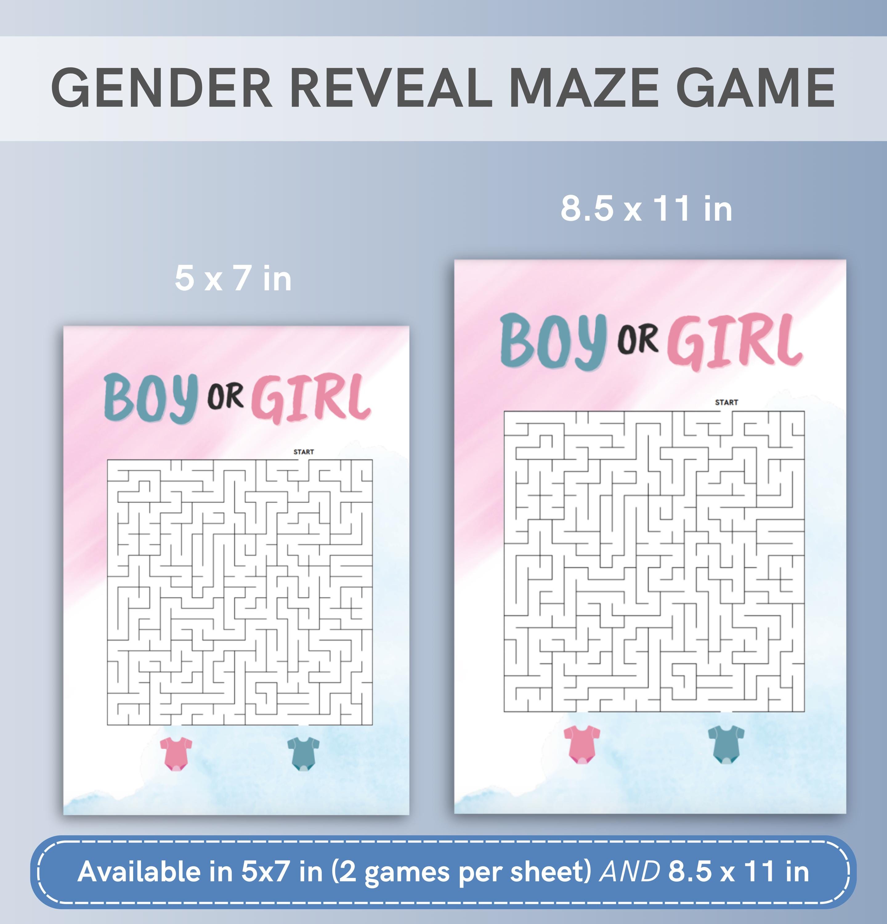 Printable Gender Reveal Puzzle Maze Game | Gender Reveal Labyrinth | Blue and Pink Gender Reveal ...