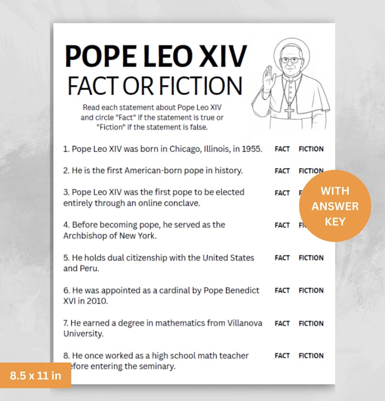 Pope Leo XIV Fact or Fiction | Robert Francis Prevost Game | New Pope ...