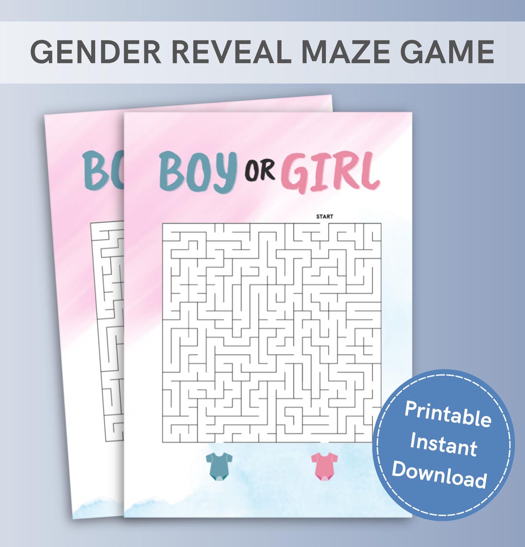 Printable Gender Reveal Puzzle Maze Game | Gender Reveal Labyrinth ...