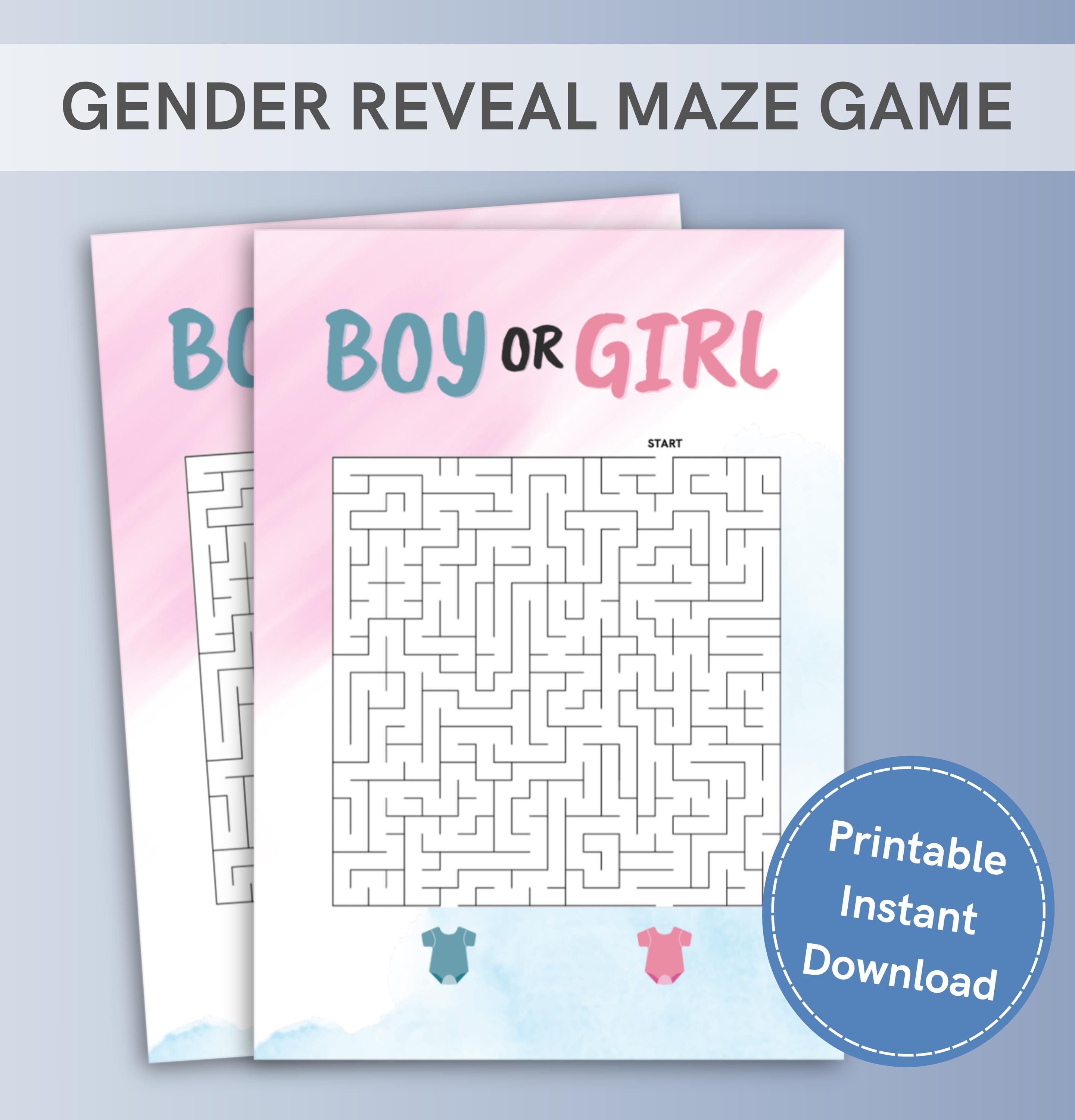 Printable Gender Reveal Puzzle Maze Game | Gender Reveal Labyrinth ...
