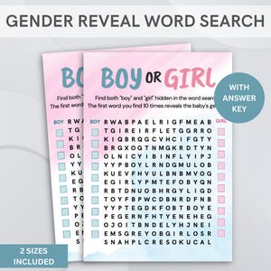 Printable Gender Reveal Word Search Game | Gender Reveal Word Hunt ...