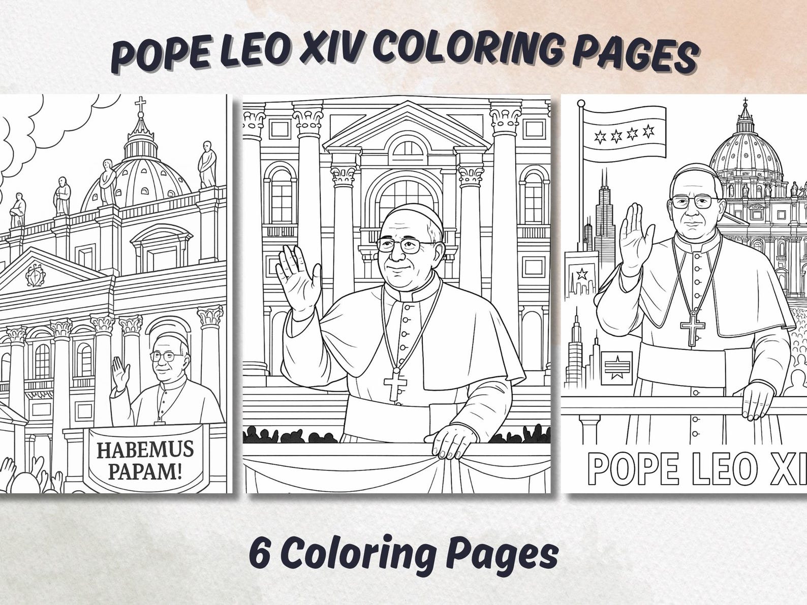 Pope Leo XIV Coloring Page | Robert Francis Prevost Coloring Worksheet ...