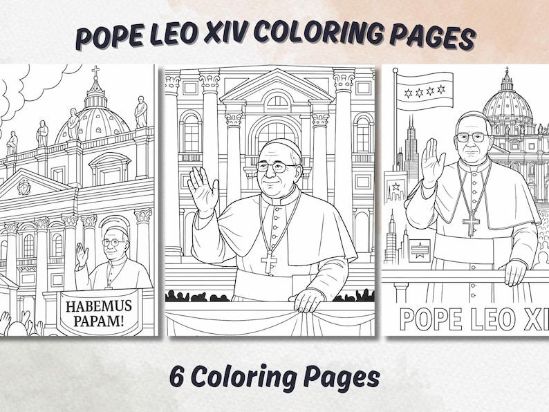 Pope Leo XIV Coloring Page | Robert Francis Prevost Coloring Worksheet ...
