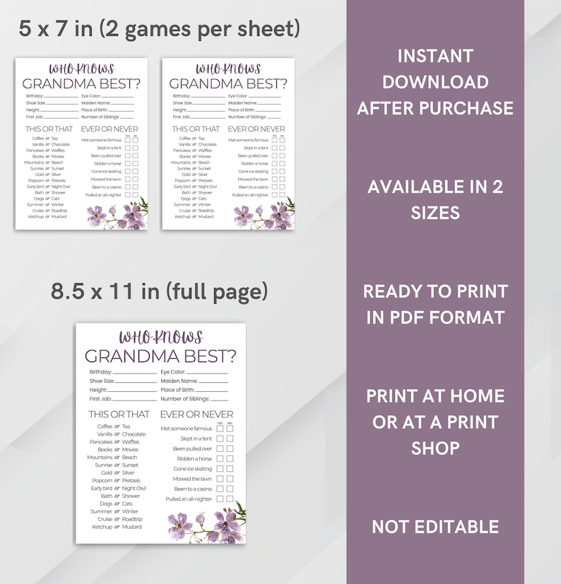 Who Knows Grandma Best Game | Grandma Birthday Games | Mother's Day ...