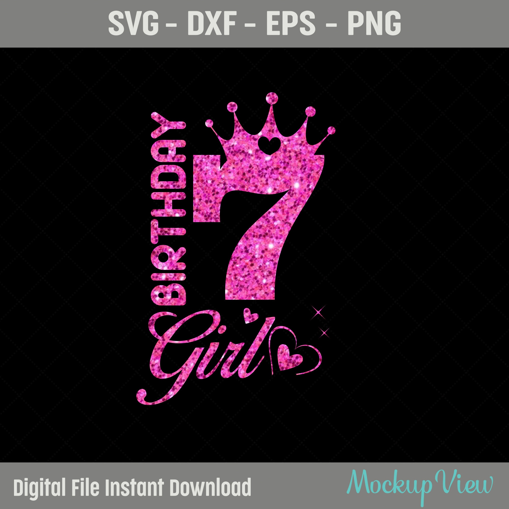 7th Birthday SVG, 7 Years Old Birthday Girl Svg, Birthday Party ...