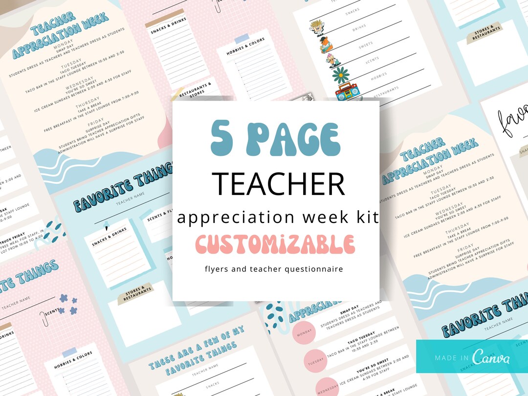 Retro Teacher Appreciation Week Flyer and Teacher Survey, Teacher ...