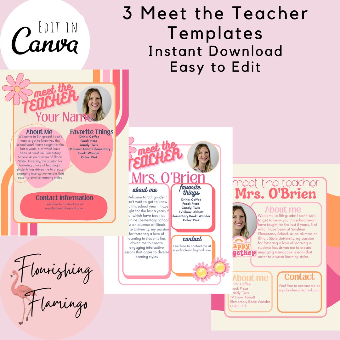 Bright Pink Meet the Teacher Template, Groovy Meet the Teacher, Back to ...