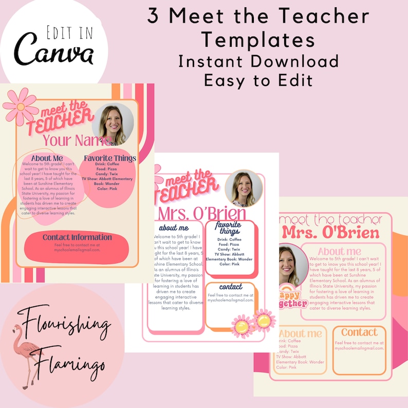 Bright Pink Meet the Teacher Template, Groovy Meet the Teacher, Back to ...