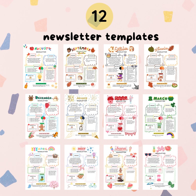 Monthly Classroom Newsletter, Colorful Class Newsletter, Elementary ...