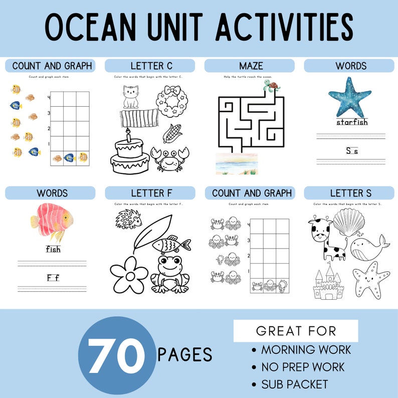 Under the Sea Preschool Morning Work Printable, Homeschool Preschool ...