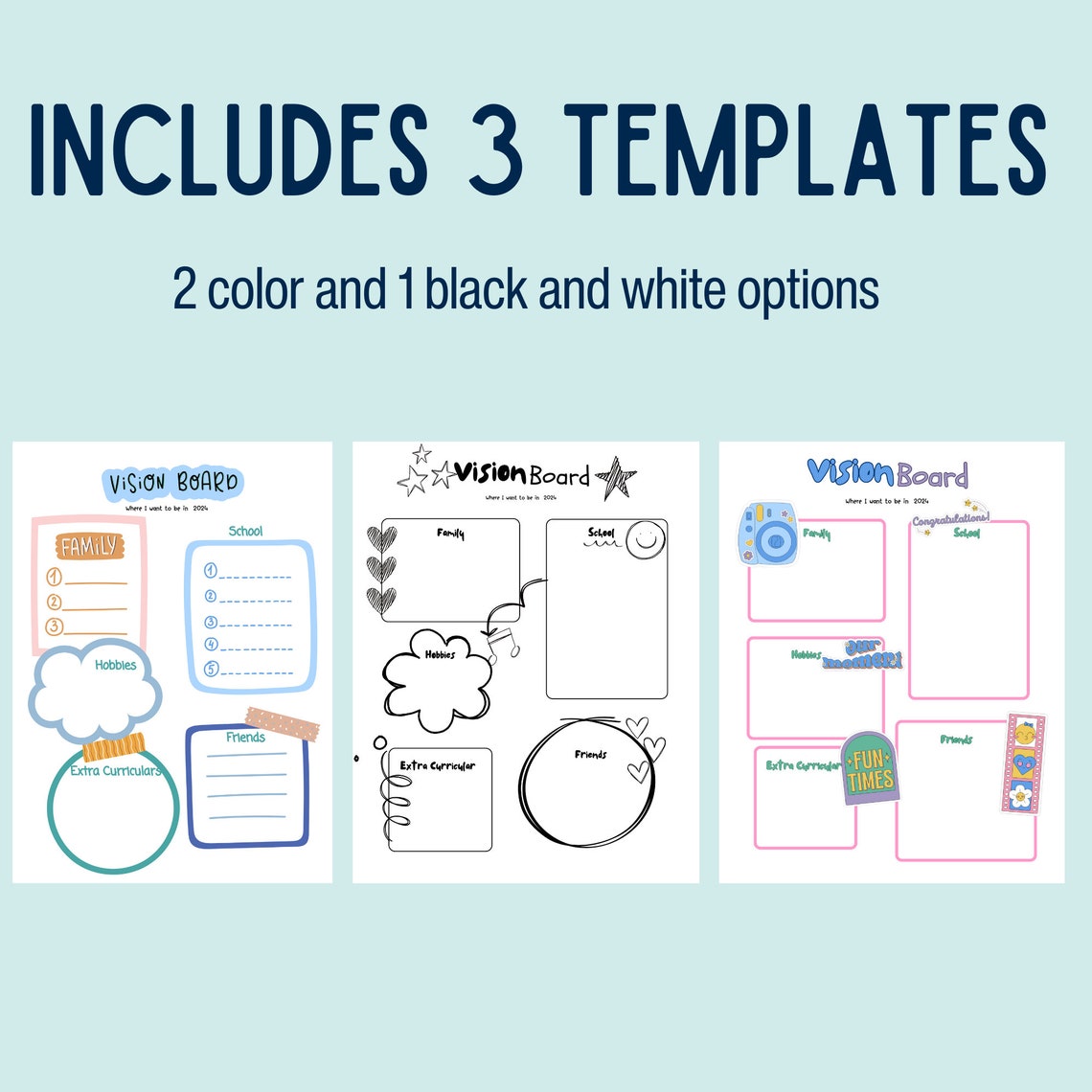 Student Vision Board Templates, Student Vision Board Kit, Student Goal ...