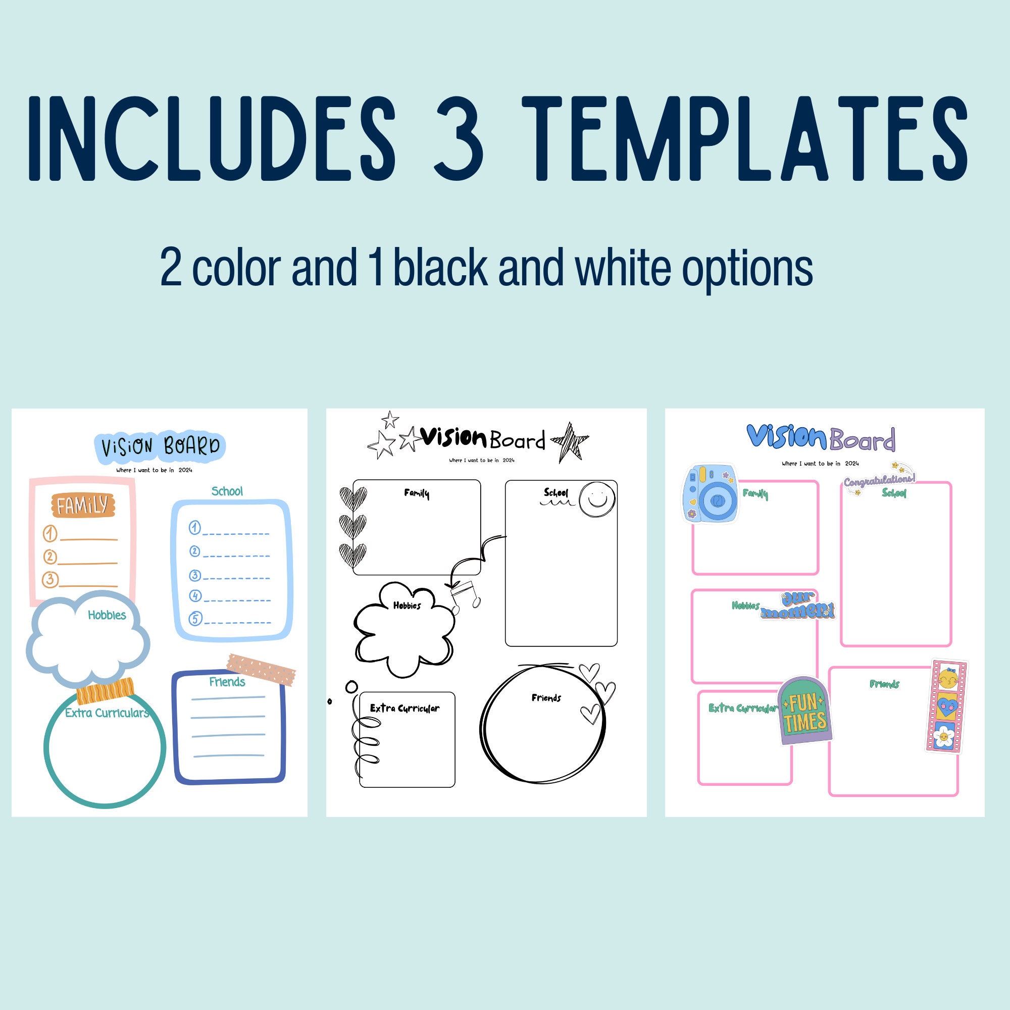 Student Vision Board Templates, Student Vision Board Kit, Student Goal ...