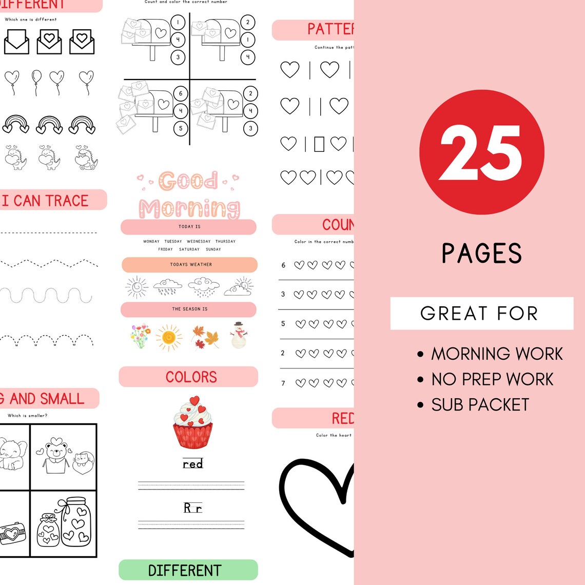 February Preschool Morning Work Printable, Homeschool Preschool, Prek ...