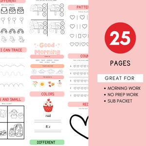 February Preschool Morning Work Printable, Homeschool Preschool, Prek ...