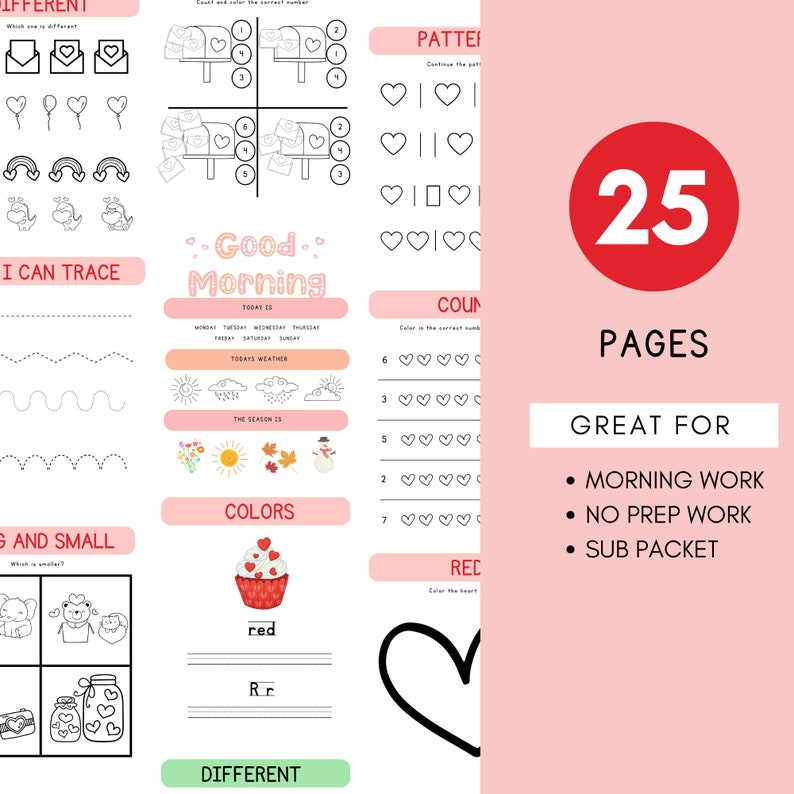 February Preschool Morning Work Printable, Homeschool Preschool, Prek ...