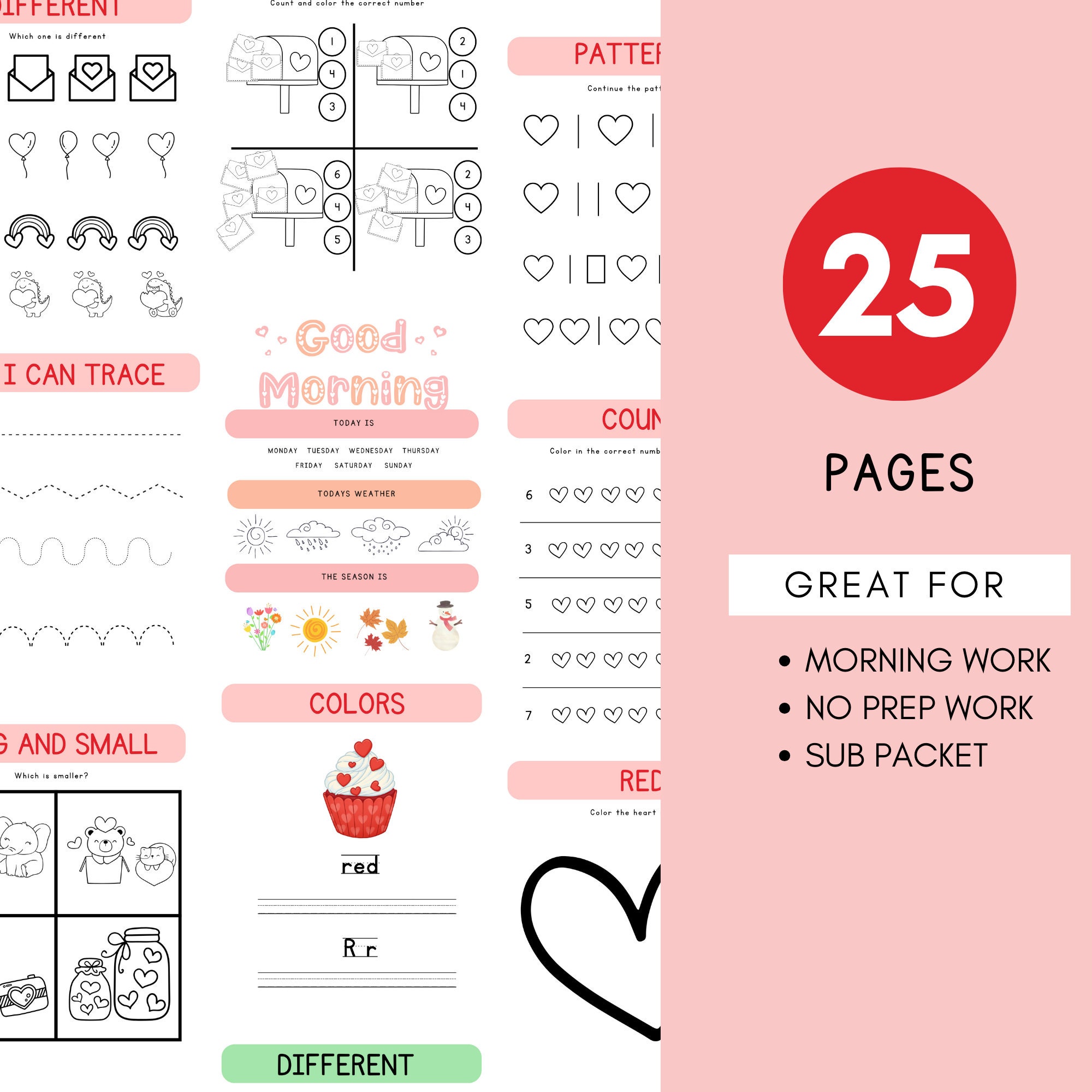 February Preschool Morning Work Printable, Homeschool Preschool, Prek ...