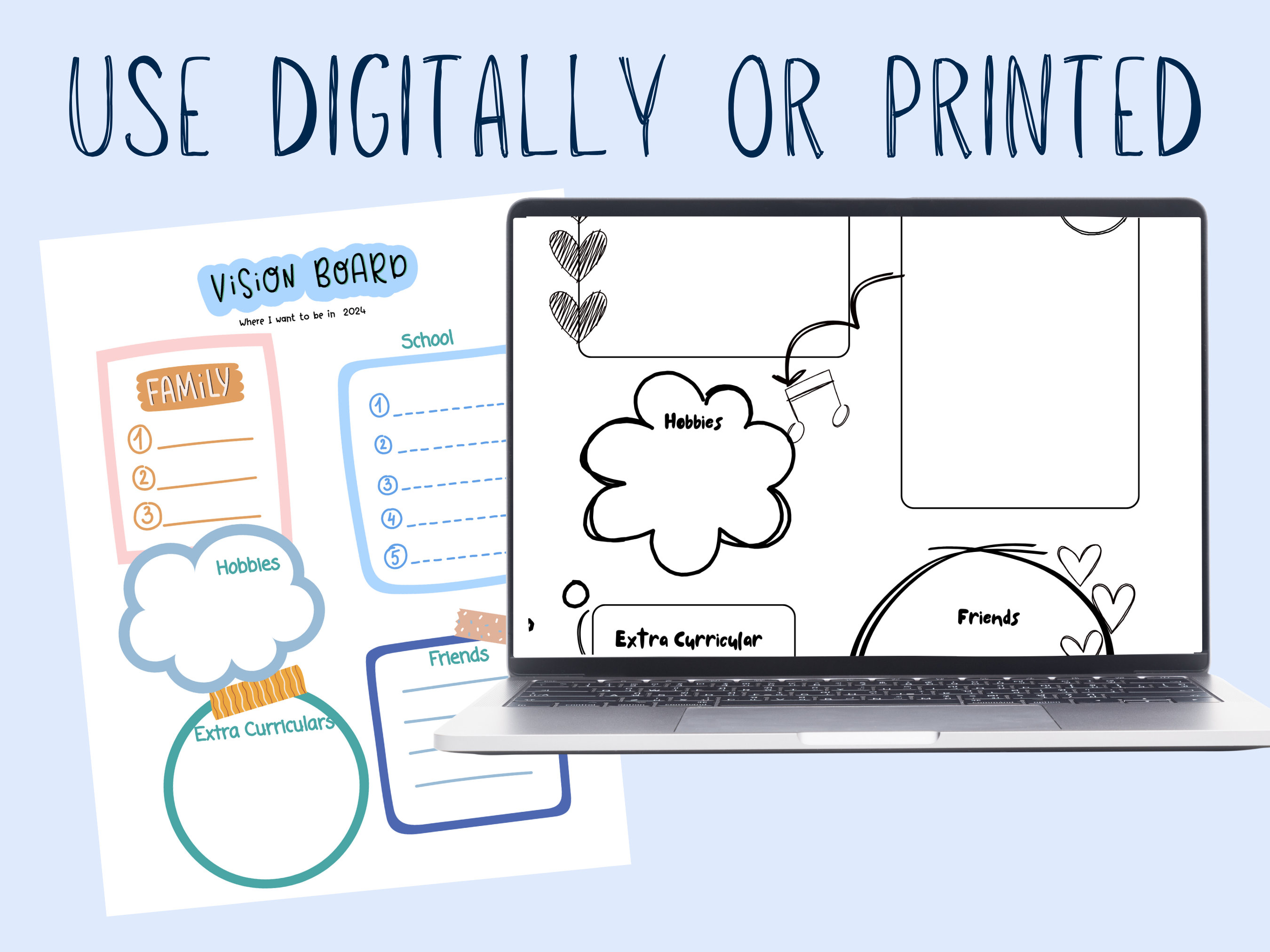 Student Vision Board Worksheets, Student Vision Board Kit, Student Goal ...