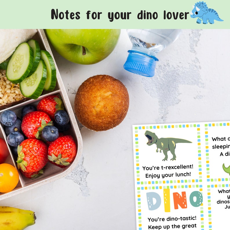 Dinosaur Lunch Notes, Dino Lunch Box Notes, School Lunch Notes ...