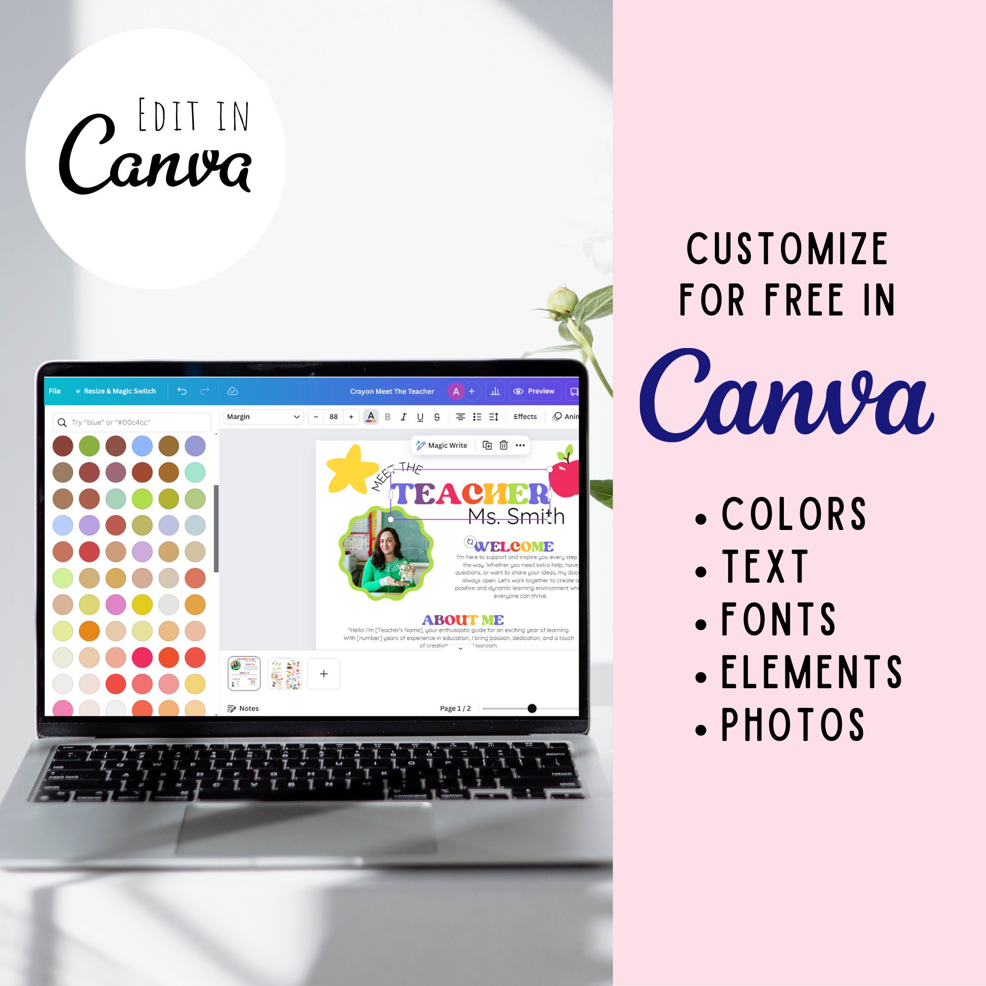 Bright Crayons Meet the Teacher, Colorful Meet the Teacher Template ...