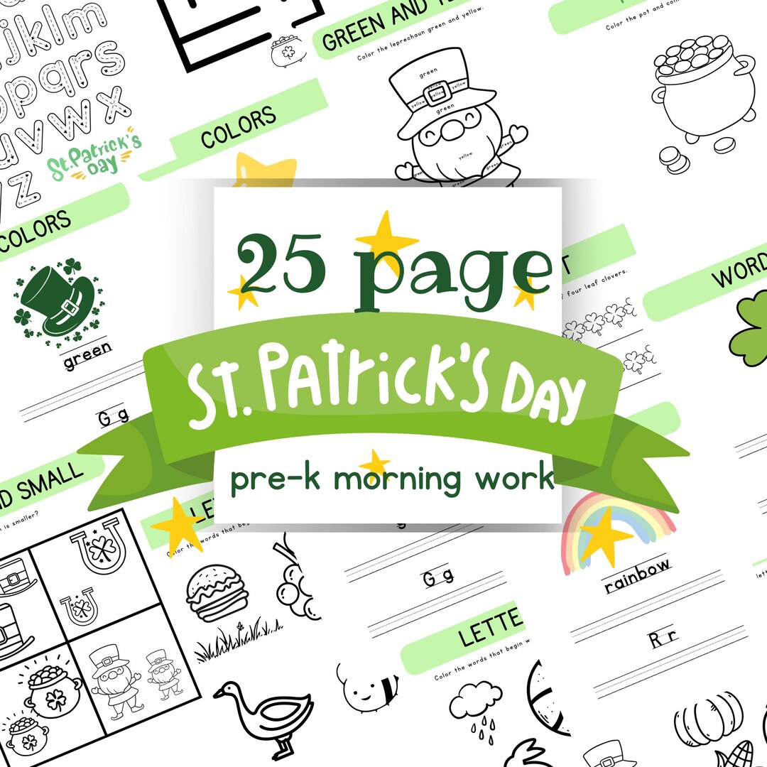 St. Patricks Day Preschool Morning Work Printable, Prek Worksheets ...