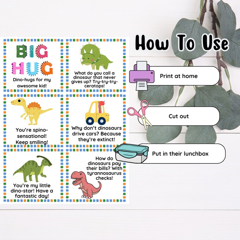 Dinosaur Lunch Notes, Dino Lunch Box Notes, School Lunch Notes ...