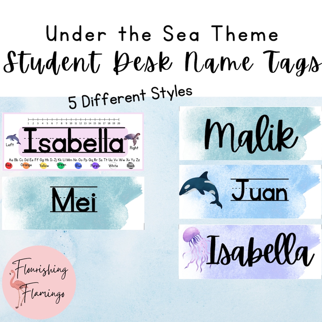 Under the Sea Student Desk Name Tags, Ocean Student Name Plates ...