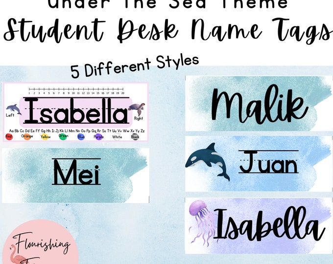 Ocean Animals Children's Name Tag instant Download 8x11 Nametag ...