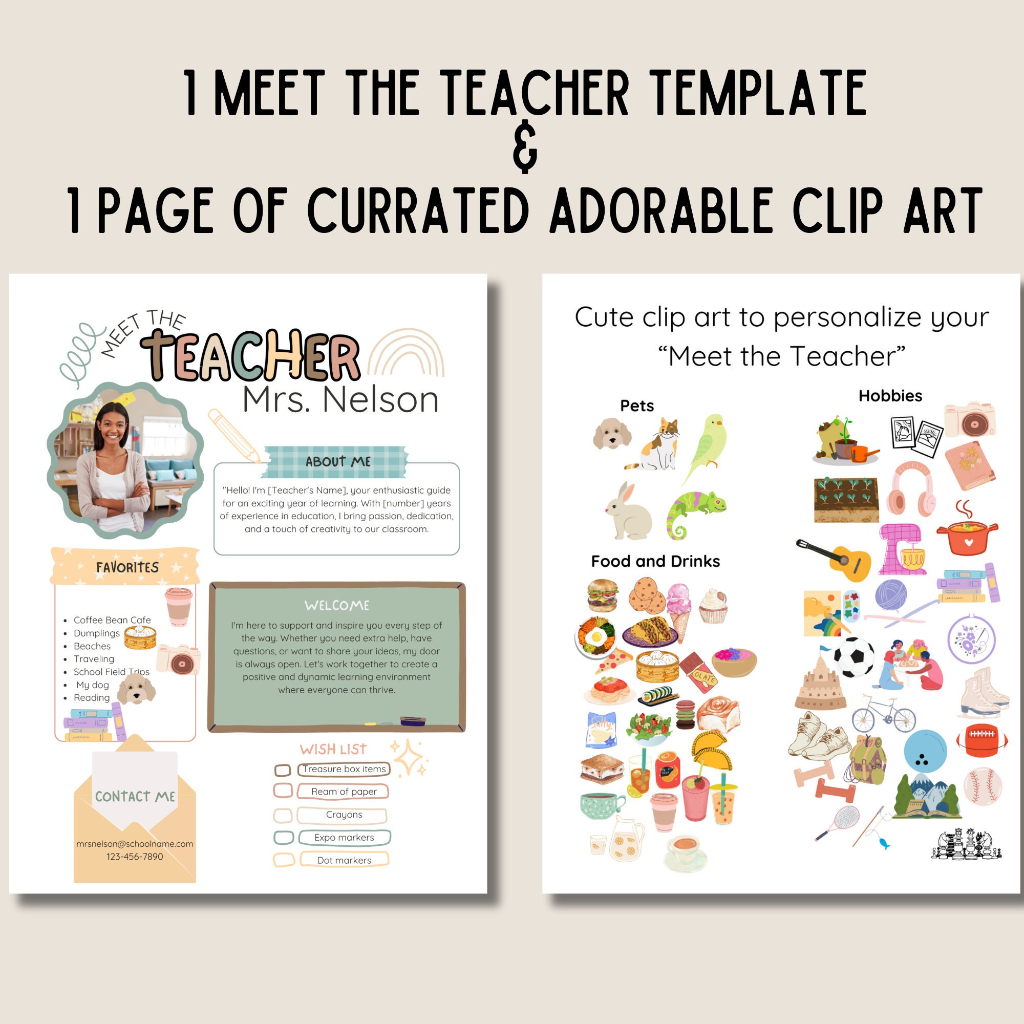 Neutral Meet the Teacher Template, Back to School Printable, Teacher ...
