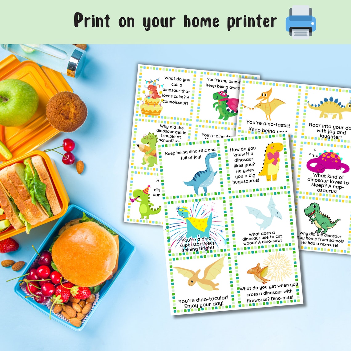 Dinosaur Lunch Notes, Dino Lunch Box Notes, School Lunch Notes ...