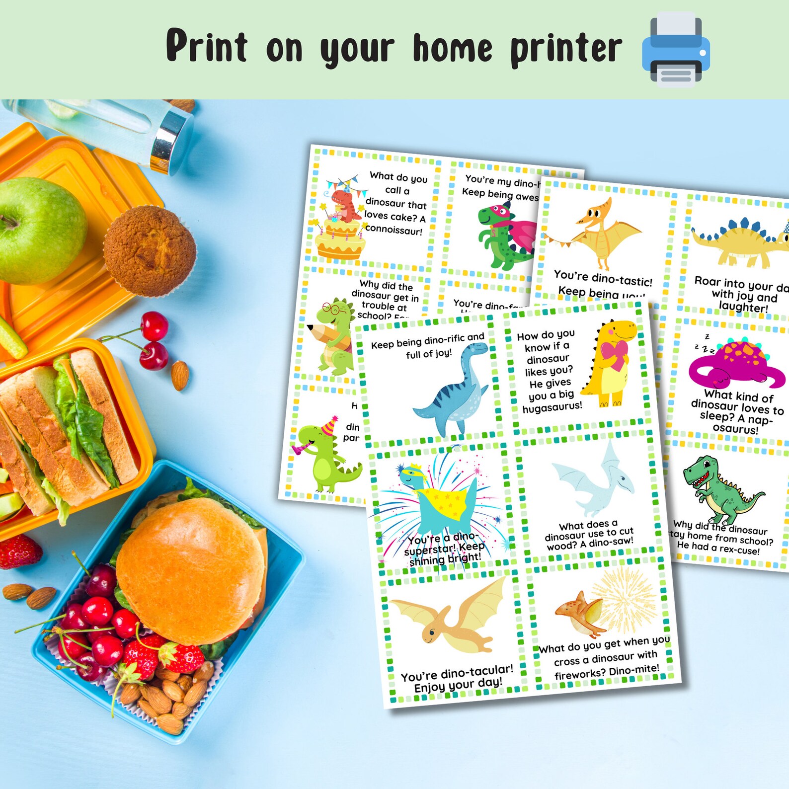 Dinosaur Lunch Notes, Dino Lunch Box Notes, School Lunch Notes ...