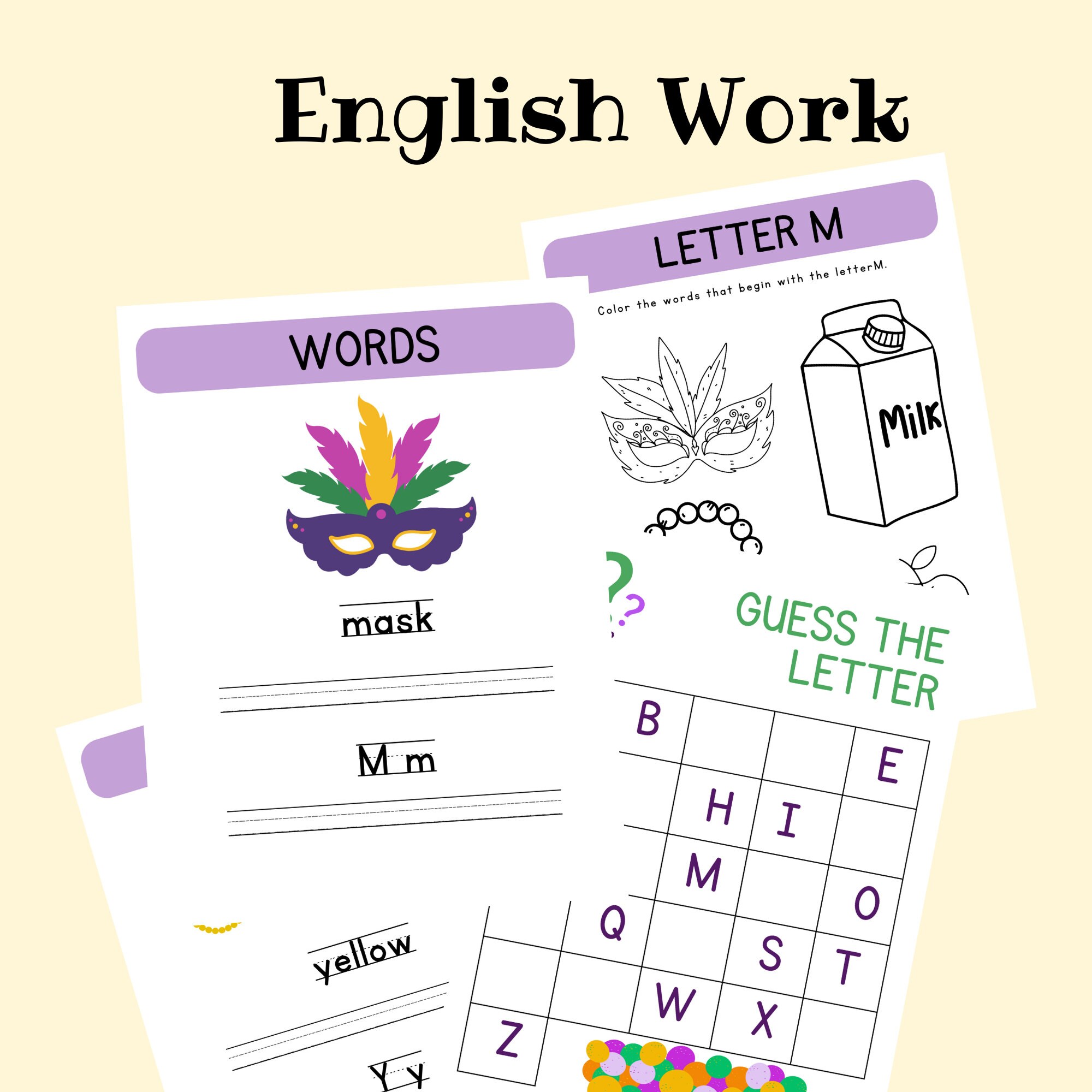 Mardi Gras Kindergarten Morning Work Printable, Homeschool Preschool ...