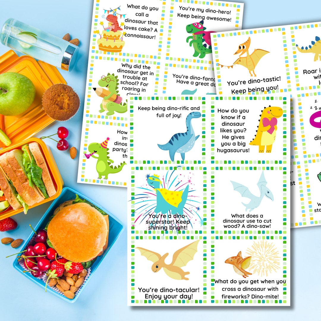 Dinosaur Lunch Notes, Dino Lunch Box Notes, School Lunch Notes ...