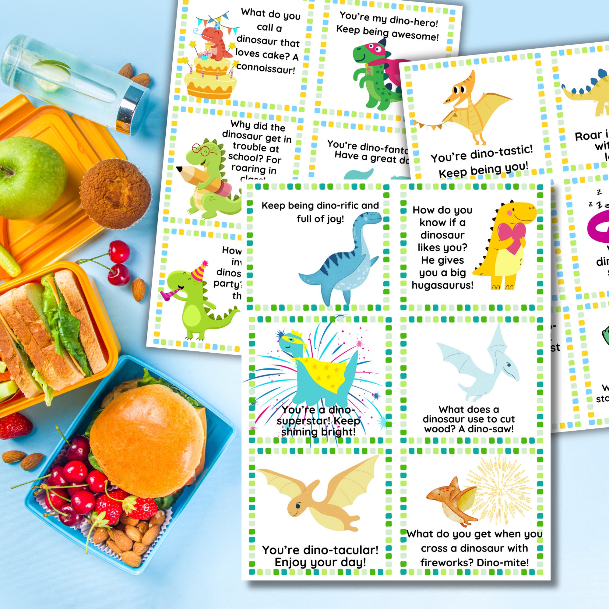 Dinosaur Lunch Notes, Dino Lunch Box Notes, School Lunch Notes ...