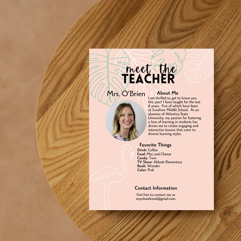 Flamingo Theme Meet the Teacher, Tropical Meet the Teacher, Beach Theme ...