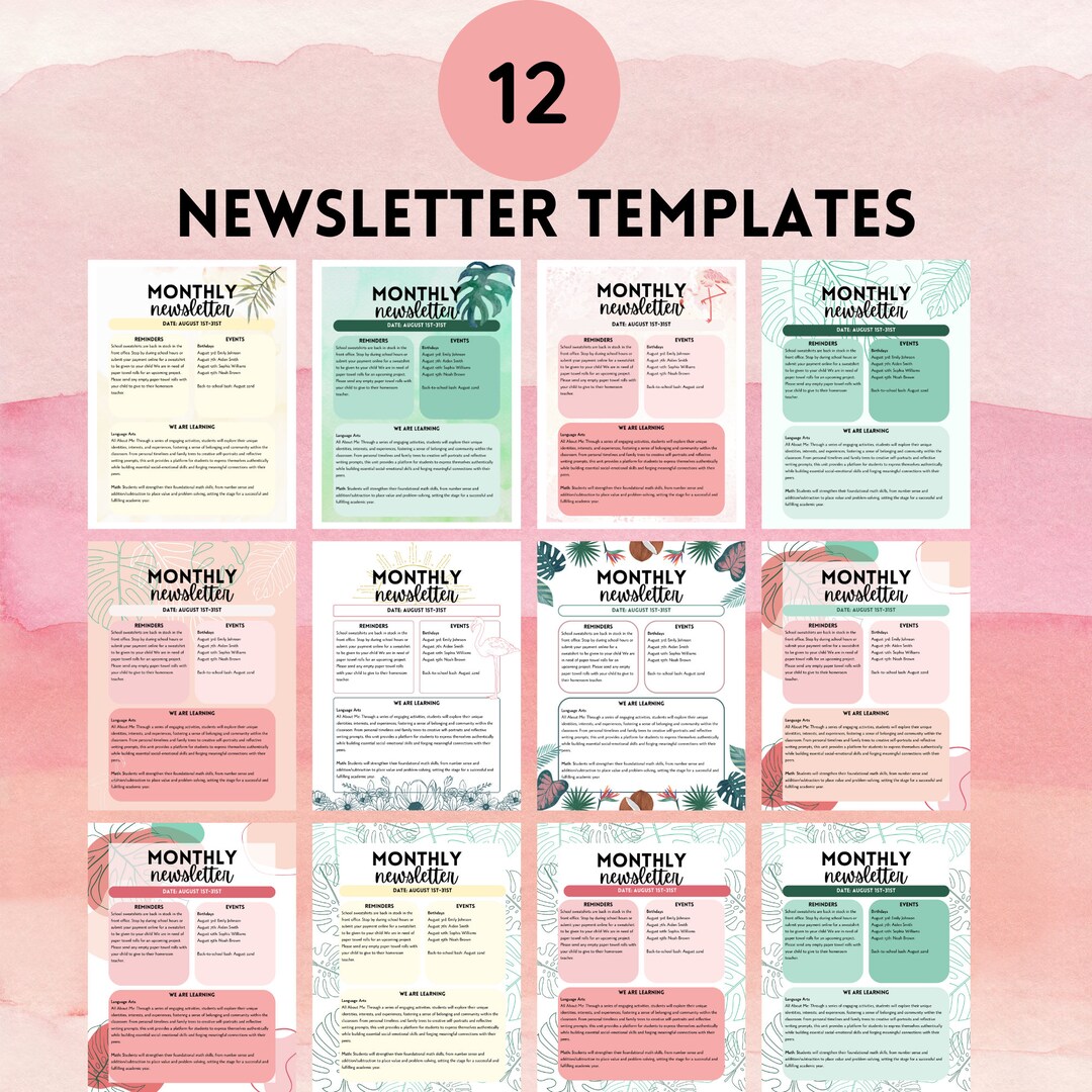 Monthly Newsletter, Class Newsletter, Elementary Teacher Newsletter ...