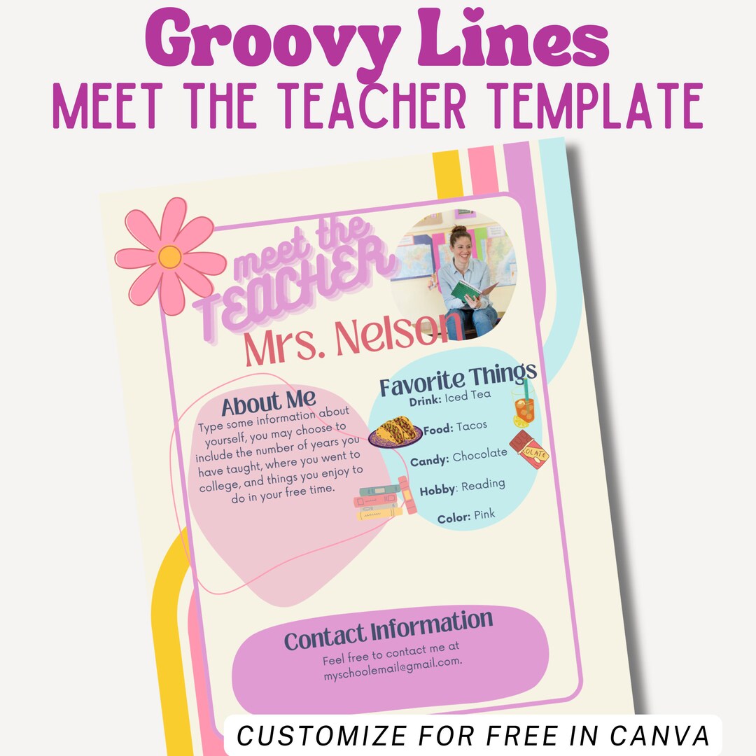 Meet the Teacher Template, Groovy Back to School Printable, Teacher ...