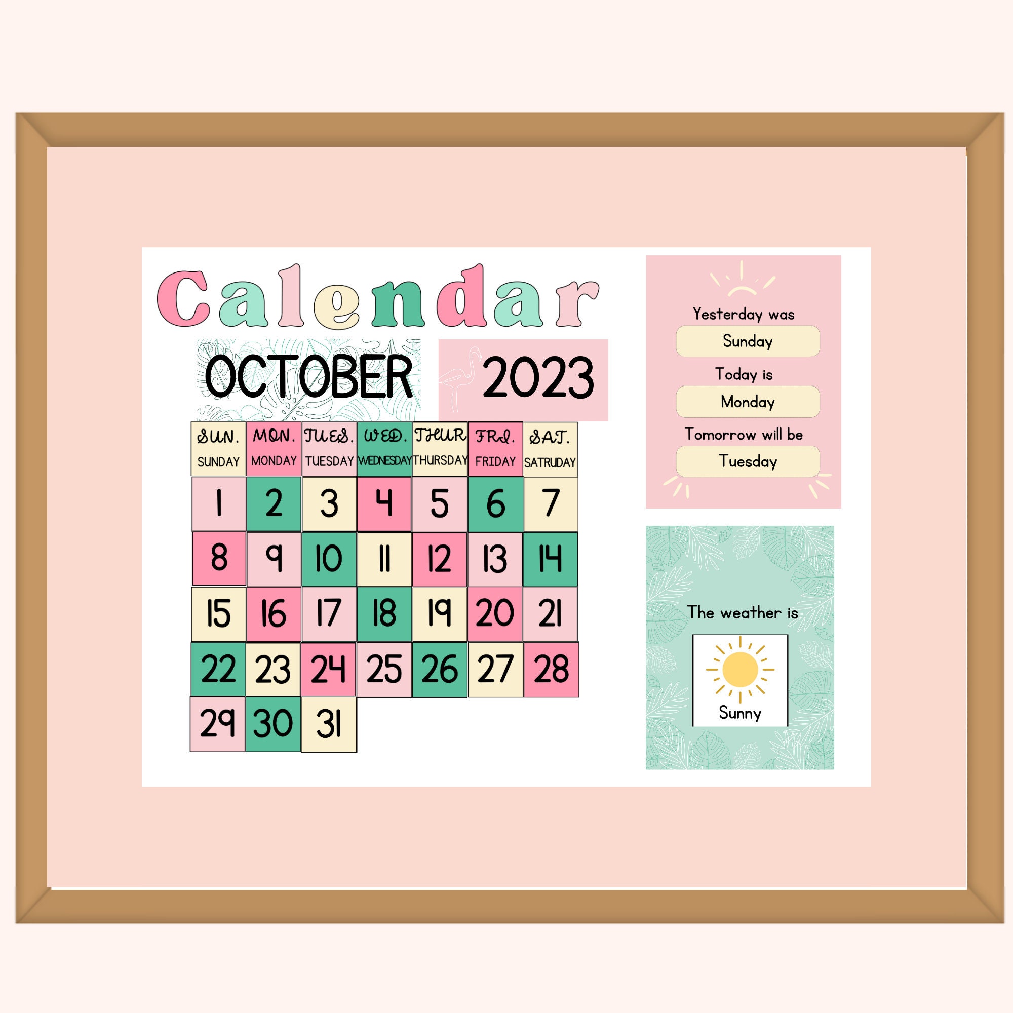 Flamingo Classroom Calendar Kit, Welcome to the Flock Theme Calendar ...