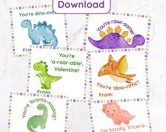 Printable Dinosaur Valentines Day Cards, Kids Valentines Day Cards ...