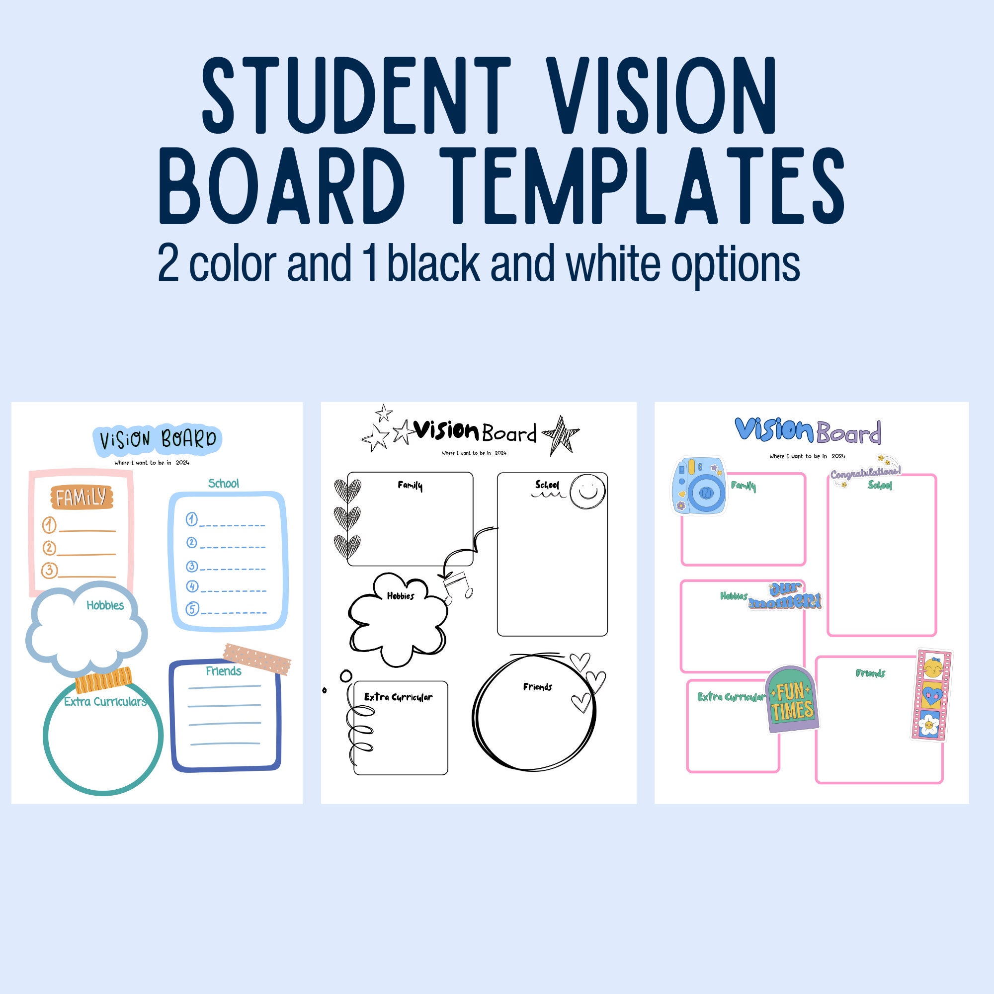 Student Vision Board, Student Vision Board Kit, New Yeargoal Setting ...