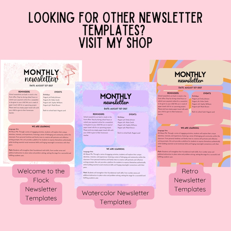 Monthly Classroom Newsletter, Black and White Class Newsletter ...